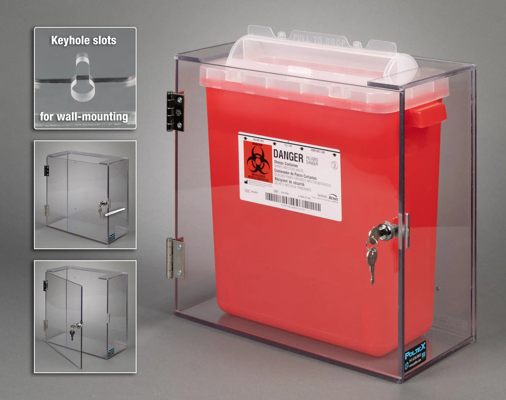Home 3 Gallon Sharps Container Wall Cabinet-Cam Lock (Wall Mount)