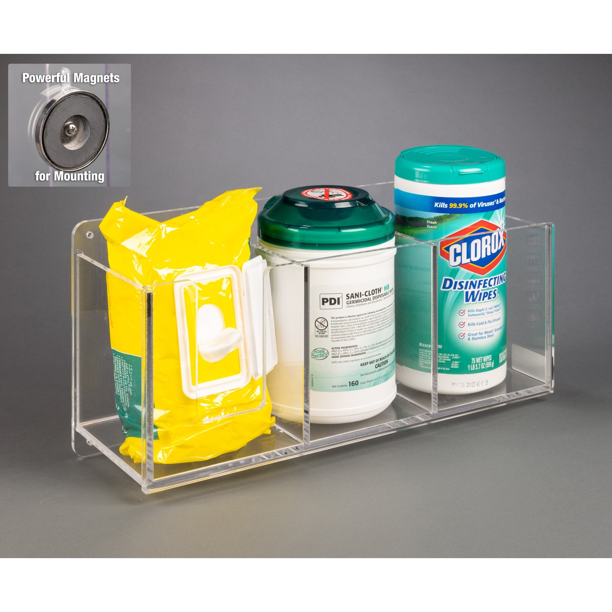 Triple Wipe Holder-2 Tub, Packet (Magnets 3) – Medical Products Supplies